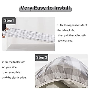 Fitted Picnic Table Cover with Bench Covers, 3 Pieces Waterproof Camping Picnic Tablecloth Cover with Elastic Edge for Indoor/Outdoor/Patio, 6ft Rectangular Vinyl Picnic Table Cover, Grey