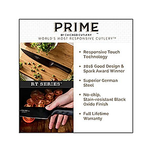 Chicago Cutlery Prime 5Pc Magnetic Wood Block Set, German MOV Stainless Steel Blades, Black, Beech