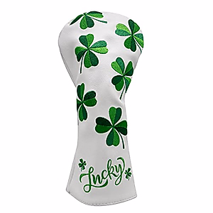 Golf Headcovers Lucky Clover Golf Driver Fairway Wood Hybrid Mallet Blade Putter Cover Headcover Premium Leather Headcovers Fits Most of Drivers Woods and Blade Putters