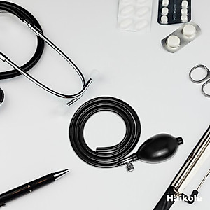 Haikole Replacement Blood Pressure Bulb with Tubing Air Valve,Blood Pressure Bulb Pump Replacement Rubber Inflation Bulb,Works with BP Cuff and Cervical Inflatable Devices (A-Black 2PCS)