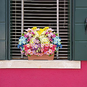 Leaflai 6Pack Artificial Flowers for Outdoors, UV Resistant Outdoors Fake Plants Faux Plastic Flower in Bulk for Hanging Planters Outside Porch Vase Home Window Garden Decoration