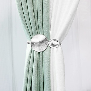 Magnetic Curtain Tiebacks 2pcs, Curtain Tiebacks Buckles Holdbacks Holders Hooks Clip for Home Bedroom Office Decorative Curtain, Strong Magnetic Curtain Buckles for Decoration (Silver)