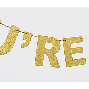 Holy Sht You're Old Banner Gold Glitter Funny Birthday Banner for Retirement Birthday Party Celebration