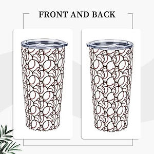 Yaxongx 20oz Tumbler Sport Ball Baseballs Double Wall Vacuum Insulated Coffee Mug with Lid and Metal Straw Brush Reusable Stainless Steel Water Bottle Travel Cup Gifts for Car Ice Drinks Hot Beverage