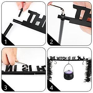Halloween Witch Cauldron Candy Serving Bowl Halloween Punch Bowl Lighting Party Decorations for Table Kitchen Indoor Outdoor Halloween Candy Holder with Iron Rack and Garland Spiders