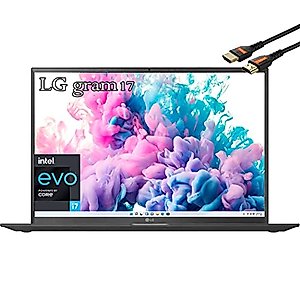 LG Gram 17inch 2022 Laptop| Intel Core i7-1195G7 Intel Evo Laptop Windows11| WQXGA IPS Display| WiFi 6| Backlit Keyboard| Thunderbolt 4 USB Type C| HDMI Cable (16GB RAM| 1TB PCle SSD)