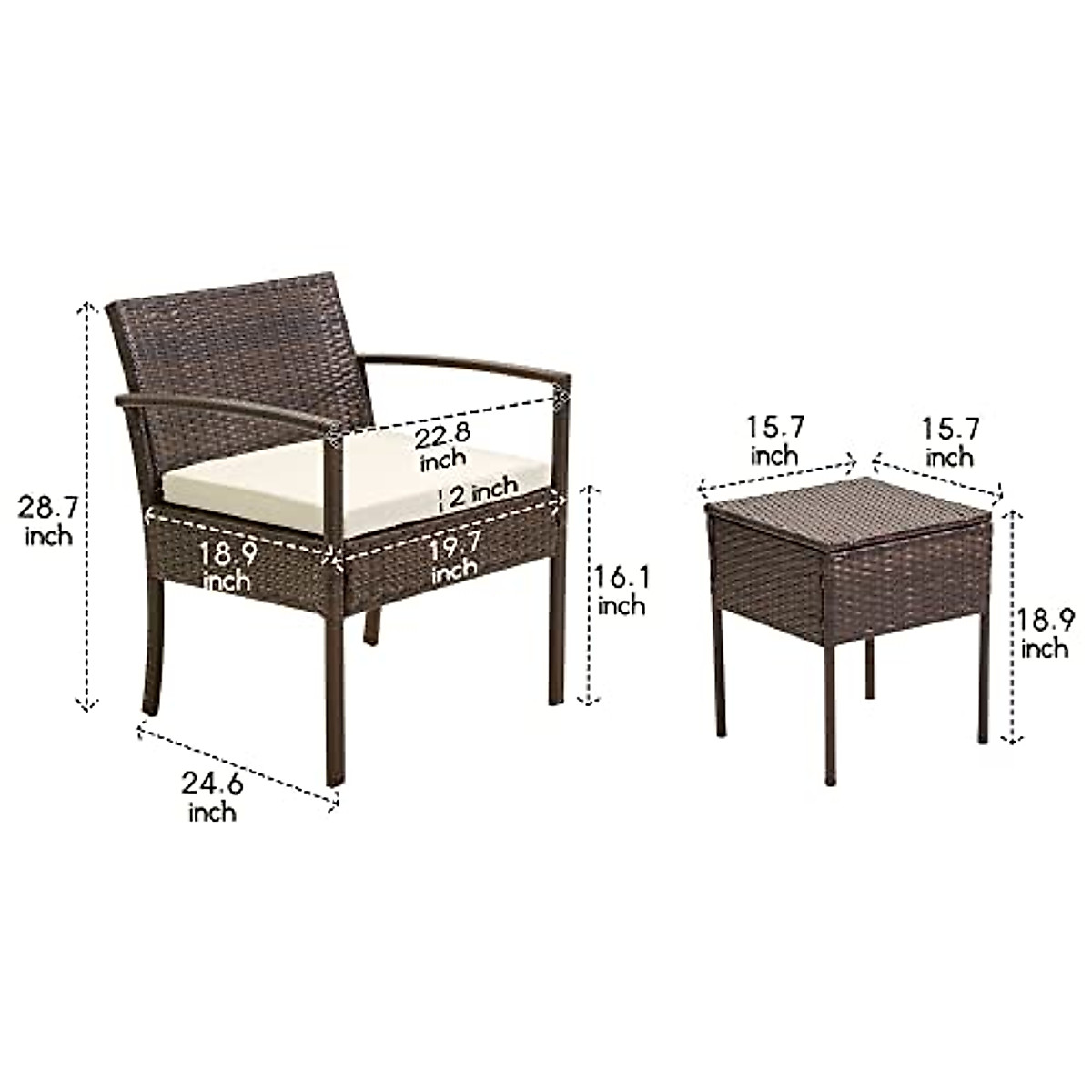 FHFO Patio Furniture Set 3pcs Patio Conversation Set Outdoor Furniture Outdoor Patio Furniture Set Table and Chairs with Cushions for Garden Balcony Backyard Porch Lawn