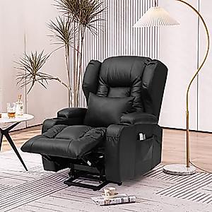BINGTOO Electric Power Recliner Chair with Massage and Heat Recliner Chairs for Adults, Leather Home Theater Seating with Cup Holders, USB Port