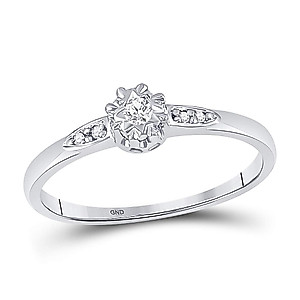 The Diamond Deal 10kt White Gold Womens Round Diamond Solitaire Bridal Wedding Engagement Ring 1/20 Cttw