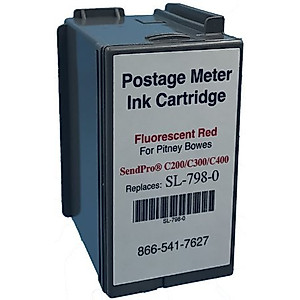 Save On Postage Ink Pitney Bowes SL-798-0 Compatible Red Ink Cartridge for Postage Meter | Red Fluorescent Ink Cartridge for Sendpro C200, C300 & C400 Postage Meter Ink Cartridge for Sendpro C Series