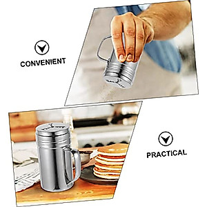 Housoutil 2pcs Seasoning Jar with Handle Glass Sauce Bottles Stainless Steel Containers Terrarium Salt and Pepper Shakers Storage Jar Seasoning Shaker Stainless Steel Pepper Shakers Salt Jar