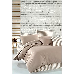 via bianco Plaist Duvet Cover King Size,3 Pieces Bedding Sets, 144 Thread Count 30/1 100% Cotton Duvet Cover with 2 Pillowcases Ultra Soft&Breathable Brown