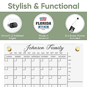 Personalized Acrylic Calendar for Wall - Ships Next Day, Made in America, Clear Dry Erase Planner for Home, Office, & Family, Glass Calendar Alternative, Easy to Clean (Clear - 16x20)