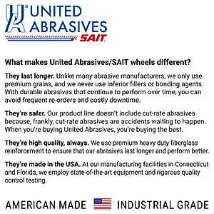 United Abrasives-SAIT 23101 A60S General Purpose Cut-Off Wheels (Type 1/Type 41 Flat) 4 1/2" x .045" x 7/8", 50-Pack