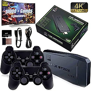 Game Stick 4K 64 GB - 10,000 Retro Games, 2.4G Wireless Controller Gamepad 4K Game Stick, Plug & Play Nostalgia Stick Game, Wireless Retro Game Console, 4K HDMI Output TV Game Stick (128)