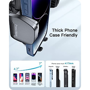 Windshield Car Phone Holder Mount Dashboard/Suction Cup/Window, 13" Phone Holder for Car Dashboard with Super Sticky Gel Pad, Truck Cell Phone Holder for Car, Compatible with Thick Case & Large Phone