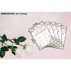 Bridal Shower Games - Wedding Words A to Z Wedding Party Game - Boho Floral Greenery Bachelorette/Engagement Party Supplies Activities - Pack of 30 Game Cards (A07)