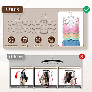 HOUSE DAY Bra Hangers 2 Pack, Tank Top Hangers Space Saving Hangers for Closet Organizers and Storage, Bra Organizer Closet Hangers Space Saver for Camisoles, Bras, Belts, Ties, Scarves, Swimsuits