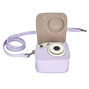 Phetium Protective Case Compatible with Instax Mini 7+ 7s 7c Instant Film Camera / Polaroid PIC-300, Premium Vegan Leather Bag Cover with Removable Strap (Purple)