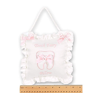 Bearington Le Petite Girls Pink Tooth Pillow, 7.5" x 7.5 "