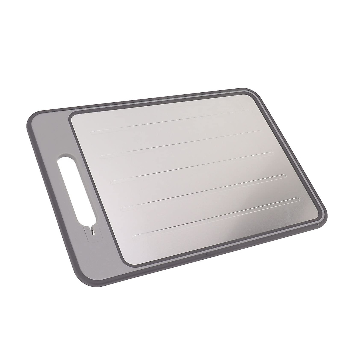 KWQBHW Defrosting Tray for Frozen Meat 36.5x25cm Cutting Board Food Quick Thawing Tray Double Sided Board with Sharpener Fast Thaw Defrosting Tray(Grey)