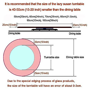 Yesbon Lazy Susan Glass Turntable, Large Tabletop Rotating Tray, Transparent Round Rotating Serving Plate eavy Duty Tempered Glass Serving Plate for Kitchen Dining Table,80cm