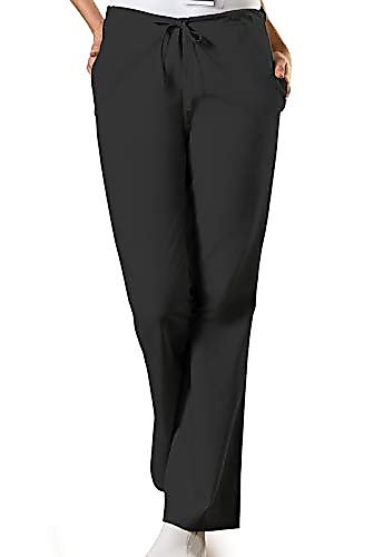 Cherokee Women's Flare Leg Drawstring Scrub Pant, Black, Medium