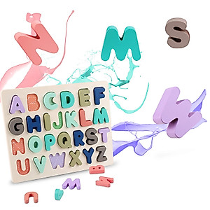 Wooden Puzzles for Toddlers, LENNYSTONE Alphabet Number Shape Puzzles Toddler Preschool Education Learning Toys for Kids Age 3 4 5 Year olds