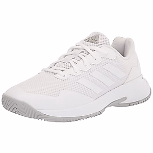 adidas Women's GameCourt 2 Tennis Shoe, White/White/Grey, 8