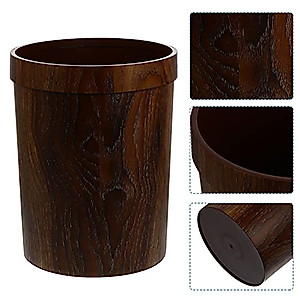NUOBESTY Plastic Trash Can Bin Wastebasket Wood Grain Garbage Container for Bathroom Kitchen Laundry Room Home Office Dorms Rubbish Box 27. 5x21. 2x21. 2 cm Coffee