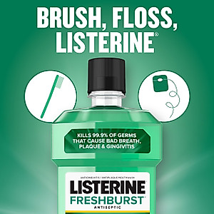 Listerine Freshburst Antiseptic Mouthwash for Bad Breath, Kills 99% of Germs that Cause Bad Breath & Fight Plaque & Gingivitis, ADA Accepted Mouthwash, Spearmint, 1 L
