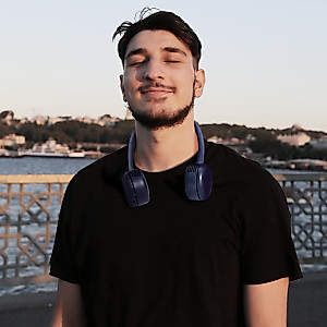 SHARKZILLA Portable Neck Fan, Hands Free Bladeless Mini Fan, 3 Speed Neck Cooler, Headphone Design, Lightweight Wearable Fan, USB Rechargeable for Traveling, Office