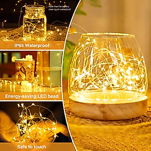 【10 Pack】Fairy Lights Battery Operated with Timer, 7FT 20LED String Lights Waterproof Silver Wire Fairy Light Battery Powered Twinkle Lights for Bedroom Christmas Wedding Indoor Party Decor Warm White