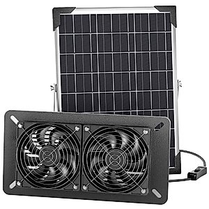 Voltset Solar Powered Fan, 15W Pro Solar Panel IP65 Waterproof with Solar Exhaust Fan for Greenhouse, Shed, Chicken Coop, Pet Houses, Outside