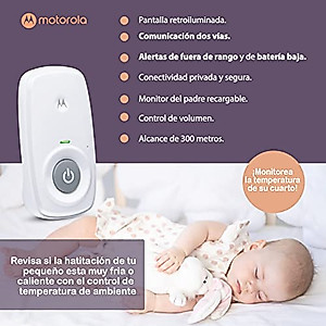 Motorola MBP24 Audio Baby Monitor with Room Temperature Display, High Sensitivity Microphone and Two-Way Talk, White