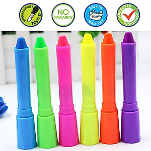 Luminous Face Paint Crayons,Washable,Halloween Making Up,Non Toxic Fluorescent Body Markers