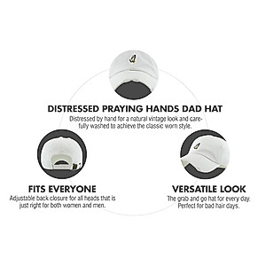 KBSV-061 WHT Praying Hands Rosary Dad Hat Baseball Cap Unconstructed Polo Style Adjustable Unisex