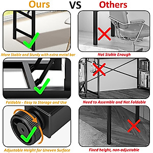 Joezhe 39.4 inch Folding Computer Desk, Writing Gaming Computer Folding Desk for Small Spaces, No Assembly Required Foldable Home Office Desk - Black Walnut