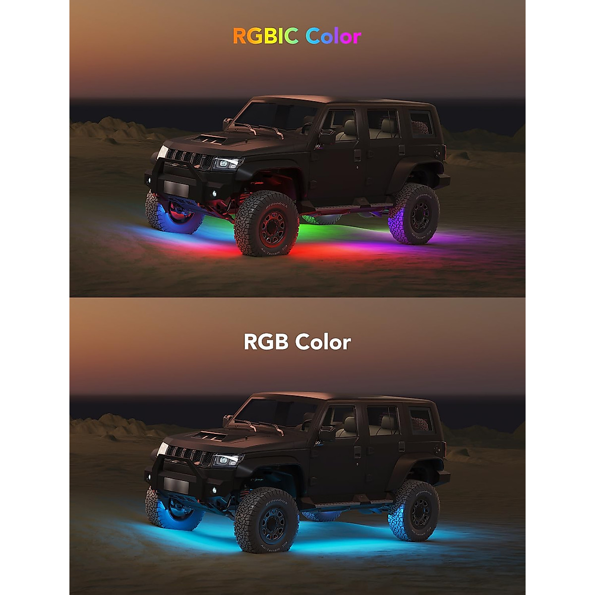Govee Car Underglow Lights, 8 pcs RGBIC Under Car Lights with 16 Million Colors and 45 Scene Modes, Exterior Car Lights with App Control, 3 Music Modes LED Lights for Cars, SUVs, Trucks, DC 12-24V