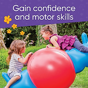 Hearthsong Large Inflatable Seesaw Rocker for Two, 60”L x 35”W x 24”H, Multicolor, Wide Front Handles with Backrest, Heavy-Duty Vinyl, Holds Up to 75 Lbs. Per Seat