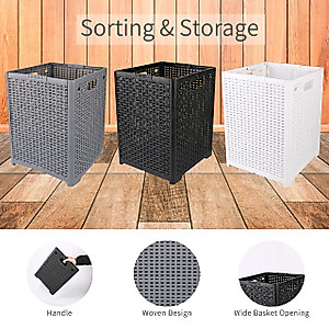 Laundry Basket, Hampers for Laundry, Folding Laundry Baskets Organizer Dirty Clothes Hamper Plastic Foldable Laundry Bin Corner Clothing Hamper, Towel Hamper for Wet Towels 48L (White, 1pc)