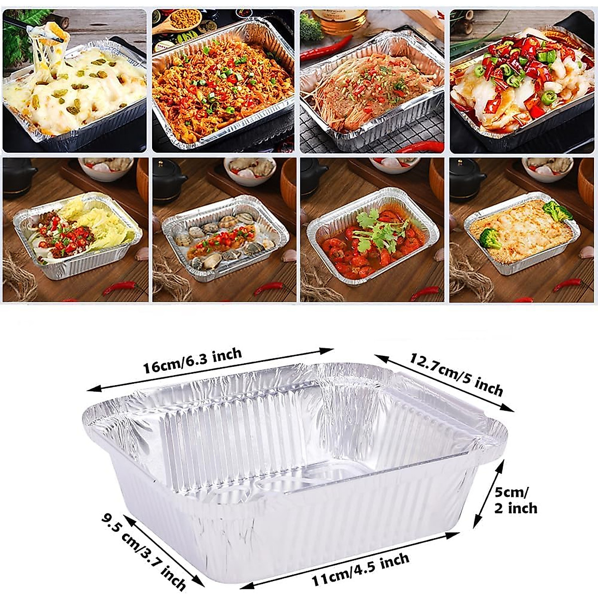 sengcou 50 Pack Aluminum Pans with Lids for Thanksgiving Aluminum Food Containers Storage for Thanksgiving Baking Roasting Meal Prep Thanksgiving Party Holidays BBQ, 6.5 x 5 Inch