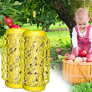 Outdoor Fly Trap, Flying Insects Traps Outdoor Hanging for Patio, Wasp Traps Outdoor Hanging, Flies Traps Sticky Yellow Jacket Trap Catcher Trap, Sticky Fly Insect Deterrent Killer 2 Pack