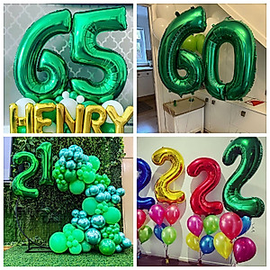 Number 10 Dark Green Balloons 40 Inch Giant Green 10 Numer Foil Helium Balloons for 10th Green Birthday Party Supplies 10th Anniversary Events Decorations