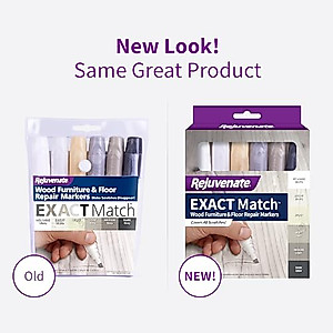 Rejuvenate Exact Match Wood Furniture & Floor Repair Markers, 6 Count, White/Gray Markers Cover All Scratches, Scuffs And Damage To Wood Furniture And Flooring