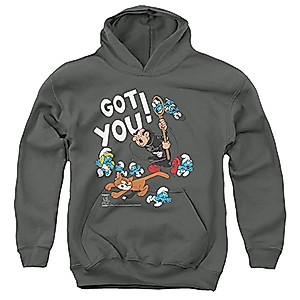 LOGOVISION Smurfs Gargamel And Azrael Unisex Youth Pull-Over Hoodie,Gargamel And Azrael Charcoal,Medium