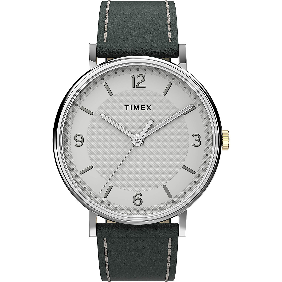 Timex Men's Southview 41mm Watch – Silver-Tone Case White Dial with Gray Leather Strap