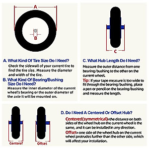 GICOOL 4.00-6 Tire and Wheel, 13" Wheelbarrow Pneumatic Tire, 5/8" & 3/4" Bearings, 1.75-6" Centered Hub,Sealed Bearings for Wheelbarrows Trolley Dolly Garden Wagon Gorilla Cart Wheel Replacement