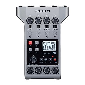 Zoom PodTrak P4 Podcast Recorder, Battery Powered, 4 Microphone Inputs, 4 Headphone Outputs, Phone and USB Input for Remote Interviews, Sound Pads, 2-In/2-Out Audio Interface