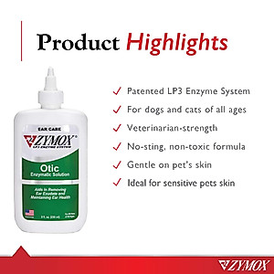 PET KING BRANDS Zymox Otic Enzymatic Solution for Dogs and Cats to Soothe Ear Infections Without Hydrocortisone for Itch Relief, 8oz